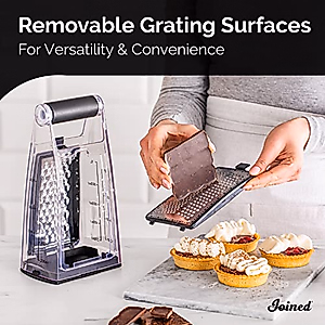 Joined Cheese Grater with Container - Box Grater Cheese Shredder Lemon Zester Grater - Cheese Grater with Handle - Graters for Kitchen Stainless Steel Food Grater - Hand Grater and Vegetable Peeler
