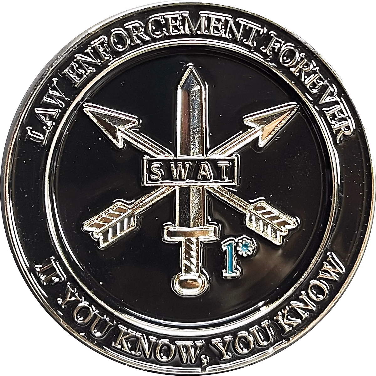 BL16-002 Police Swat 1* Thin Blue Line Challenge Coin Law Enforcement Forever IYKYK