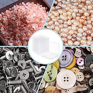 BENECREAT 10 Packs Square Plastic Storage Boxes, 4.3x4.3x0.6inch Clear Bead Storage Containers Box with Hinged Lid for Beads Cards and Other Craft Accessories