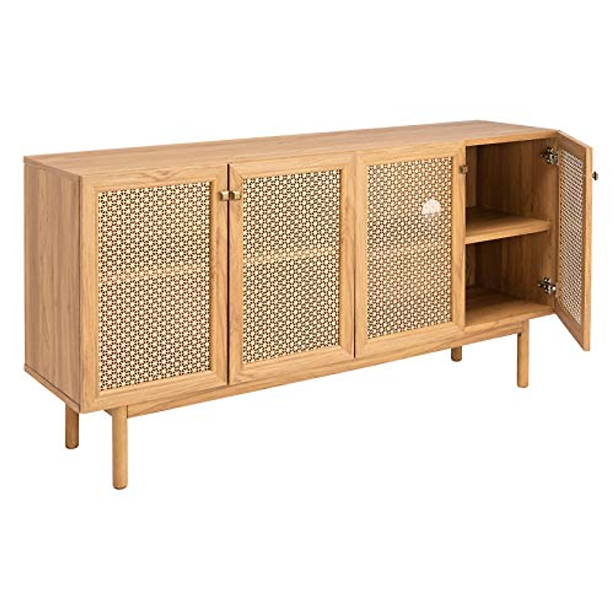 Safavieh Home Collection Piran Oak and Gold 4-Door 2-Shelf Media (65-inch Flat Screen) TV Stand