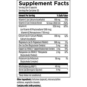 Designs for Health OsteoForce Supreme - Premium Bone Support Supplement with Basic Milk Protein (MBP) - Calcium Malate, Magnesium, Zinc Chelate, 2000 IU Vitamin D, VIT K - Non-GMO (180 Capsules)