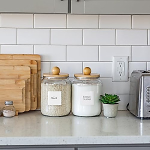 Glass Laundry Jars with Airtight Lids - Kitchen & Laundry Room Organization Containers with Dryer Sheet Holder,Bamboo Tray - Laundry Detergent Powder Half Gallon Storage Canisters with Labels