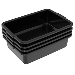 Julyeen 4 Pack 32 L Commercial Restaurant Bus Tubs, Large Plastic Bus Box, Black