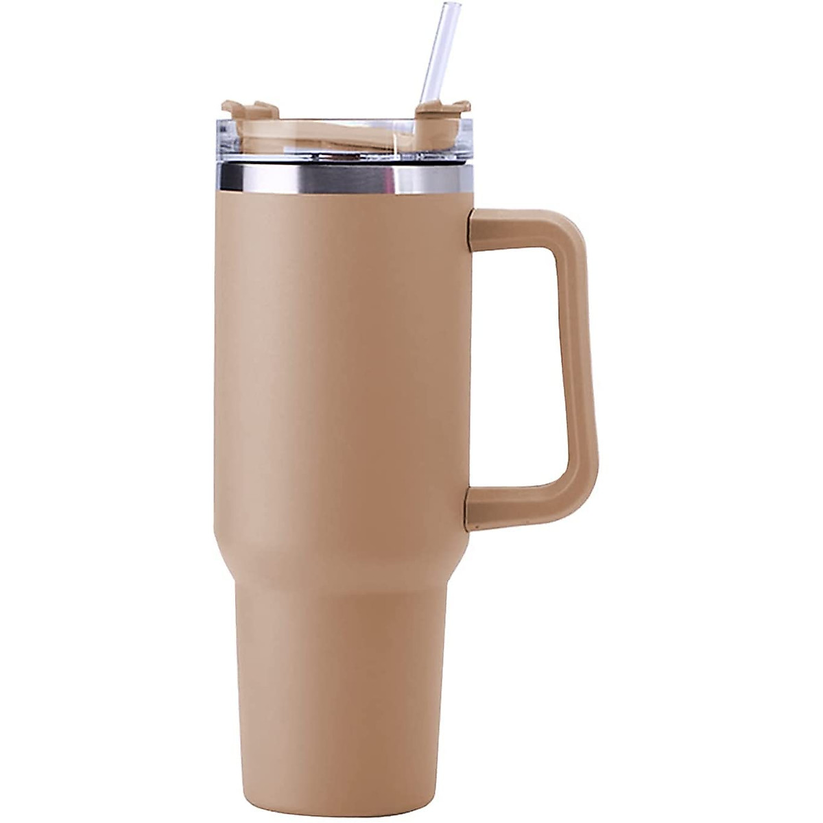 Bileeko 40 oz Tumbler with Handle and Straw, Reusable Stainless Steel Insulated Travel Mug Iced Coffee Cup Maintains Cold, Heat, and Ice for Hours(Driftwood)