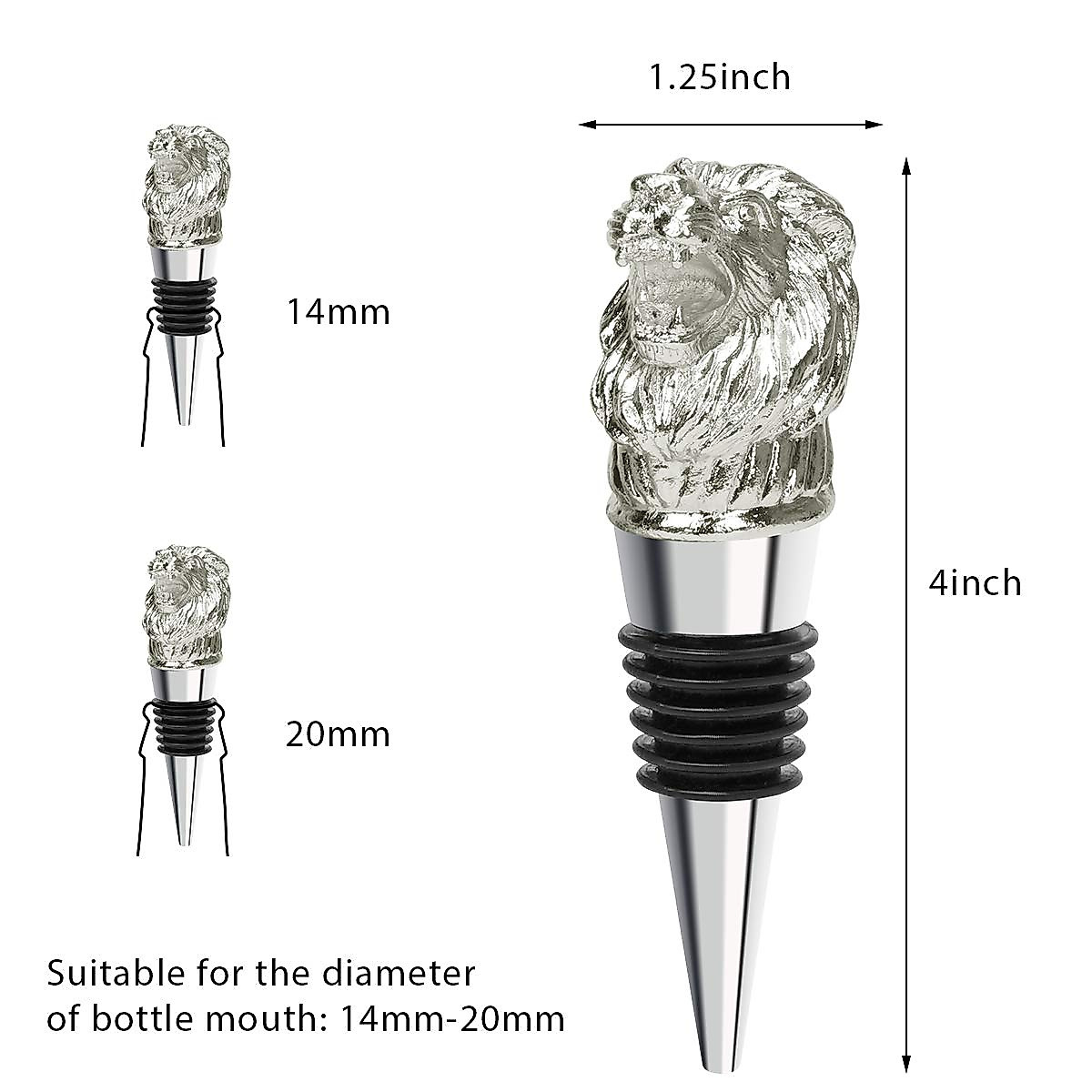 Coitak Lion Head Wine Pourer Spout, Wine Bottle Stopper for Home and bar, Animal Wine Pourer and Stopper With Silicone Rubber Fitting