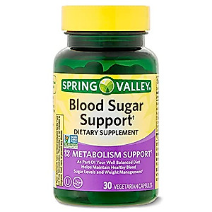 Maintain Healthy Blood Sugar Levels with Spring Valley's Dietary Supplement. Includes Luall Fridge Magnetic + Spring Valley Blood Sugar Support Dietary Supplement, 30 Count