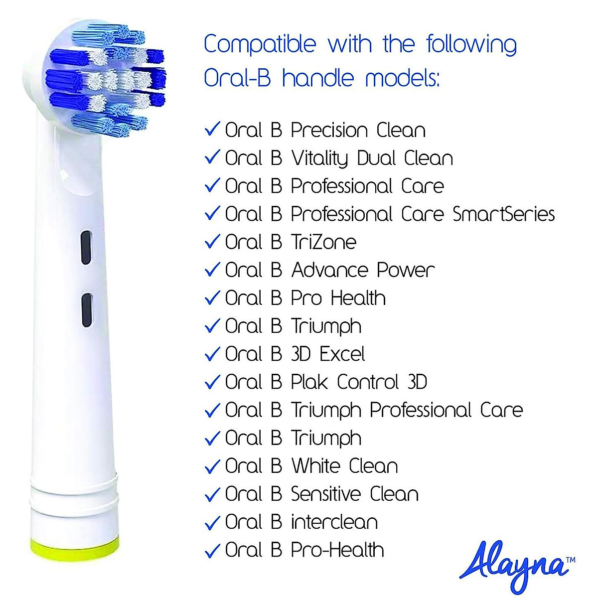 Replacement Brush Heads Compatible with OralB Braun- Pack of 4 Professional Electric Toothbrush Heads- Precision Refills for Oral-b 7000, Clean, Oral B Pro 1000, 9600, 500, 3000, 8000, Vitality Plus!