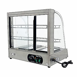 TECHTONGDA Commercial Countertop Food Display Case Electric Food Warmer Case for Pizza Dessert Food Display Cabinet 3 Tiers 700W