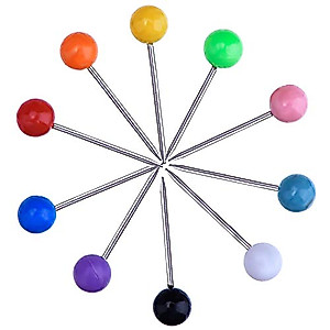 500 Pieces Map Push Pins Map Tacks Plastic Round Head Tacks with Steel Points, 1/8 Inch, 10 Colors