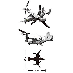 Bell Boeing V-22 Osprey Tiltrotor Aircraft Fighter Model Well Detailed Building Blocks Brick Building Set Aircraft Model Building Toy Plane Helicopter Toy Bricks Set - For Teens and Adults