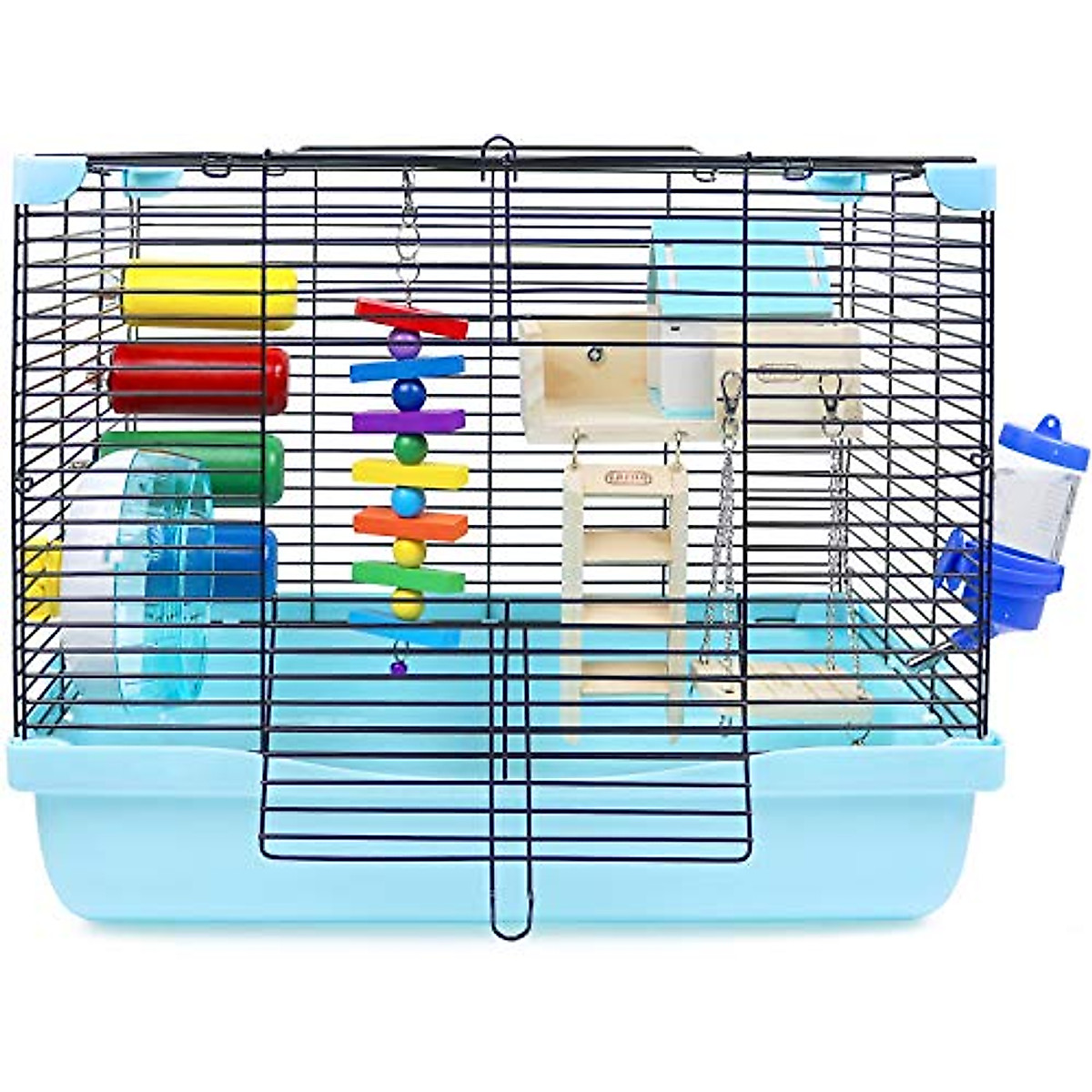 Hamster Cage | Dwarf Hamster Habitat with Exercise Wheel, Water Bottle & Accessories | 18" L x 12.5" W x 13.5" H by GalaPet