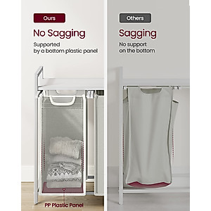 VASAGLE Laundry Hamper, Laundry Basket, Laundry Sorter with 3 Pull-Out and Removable Bags, Shelf, Metal Frame, 3 x 10 Gallons (38L), 36.4 x 13 x 28.4 Inches, White UBLH301W01