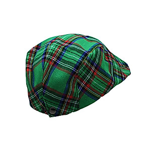 WITHMOONS Newsboy Flat Cap Tartan Check Plaid Outdoors Beret Hat YZ30078 (Green)