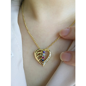 YOOSHINING Personalized Mother Necklace with 4 Birthstones Heart Necklace for Women Mom Pendant Necklaces Custom 4 Name 4 Birthstone Necklaces for Women Mother Mama Grandma Nana Mother's Day Gifts