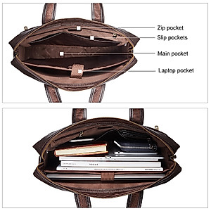 BOSTANTEN Leather Briefcase Handbag Messenger Business Bags for Men Black