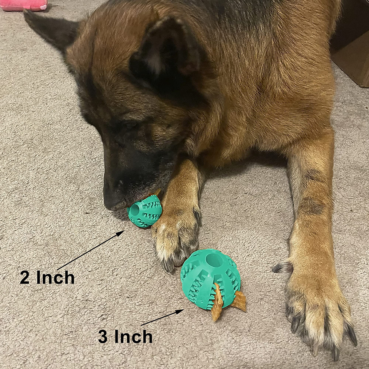 Jalousie Dog Puzzle Balls Dog Treat Dispensing Balls Non-Toxic Natural Rubber Dog Chew Toys for Puppy Pet Dog Teething Puzzle Playing Treat Dispenser Rope Balls (Large - 6 Pack)
