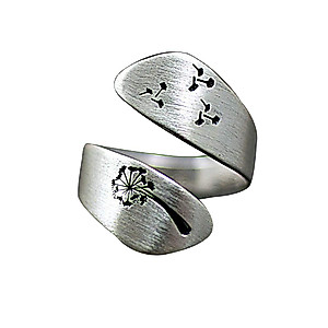 shiYsRL Exquisite Jewelry Ring Love Rings Simple Women Dandelion Spiral Opening Finger Ring Adjustable Party Jewelry Gift Wedding Band Best Gifts for Love with Valentine's Day - Silver
