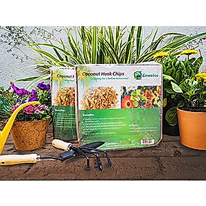 Envelor Coco Coir Chips Orchid Potting Mix 10 Lb Brick Mulch Potting Soil Indoor Plant Planting Chips Coconut Fiber Substrate Orchid Bark Growing Media Coir Husk Chips Compressed Coconut Coir