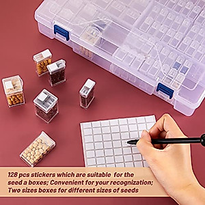 90 Slots Plastic Seed Storage Box Clear Seed Storage Organizer with Label Stickers Planting Seed Container with Lid Garden Seed Organizer with Stickers for Flower Plants Vegetable Seeds (1)