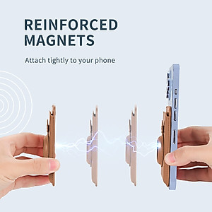 REMOJANO Snap-on MagSafe Card Wallet with Built-in AirTag Pocket, AirTag Case & Magnetic Card Wallet, Compatible for iPhone 12/13 Series (Brown)