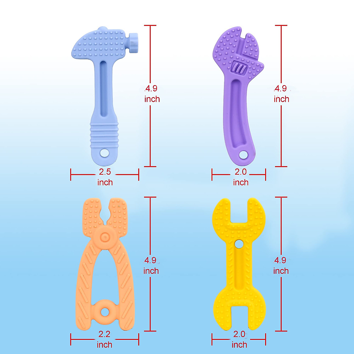 TWINOR Baby Toys Set(4 Pack), BPA-Free Teether Chew Toys Set, Soft Molar Silicone Tools Teething Toy for Infant and Toddlers