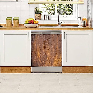 Dishwasher Magnet Cover Rusty Texture Distressed Style Magnetic Refrigerator Stickers Decorative Appliance Cover Fridge Panels Metal Door Garage 23x26in