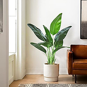 HAIHONG 2Packs 4FT Artificial Bird of Paradise Plant,Faux Palm Tree Potted Plant with Real Touch Leaves,Fake Trees for Home Living Room Office Indoor Outdoor Decor(4 FT-2Packs)