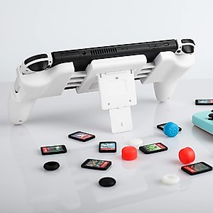 FANPL Multi-function Adjustable Grip for Nintendo Switch & Switch OLED Controller and Joycon, Ergonomic Handle Grip Comfortable, Foldable, Standable, Accessories with 8 Thumb Caps 2 Game Card Slots