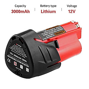 Dosctt 2 Pack 3.0Ah 12V Replacement Battery Compatible with Milwaukee m12 Battery XC Lithium 48-11-2401 48-11-2402 48-11-2411 48-11-2420 48-11-2440