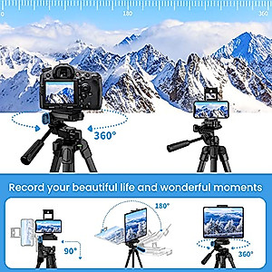 67" Phone Tripod, MACTREM Tripod Stand for iPad iPhone Tablet Camera with 2 in 1 Mount & Wireless Remote, Aluminum Extendable iPhone Tripod for Video Recording/Selfies/Live Stream/Vlogging