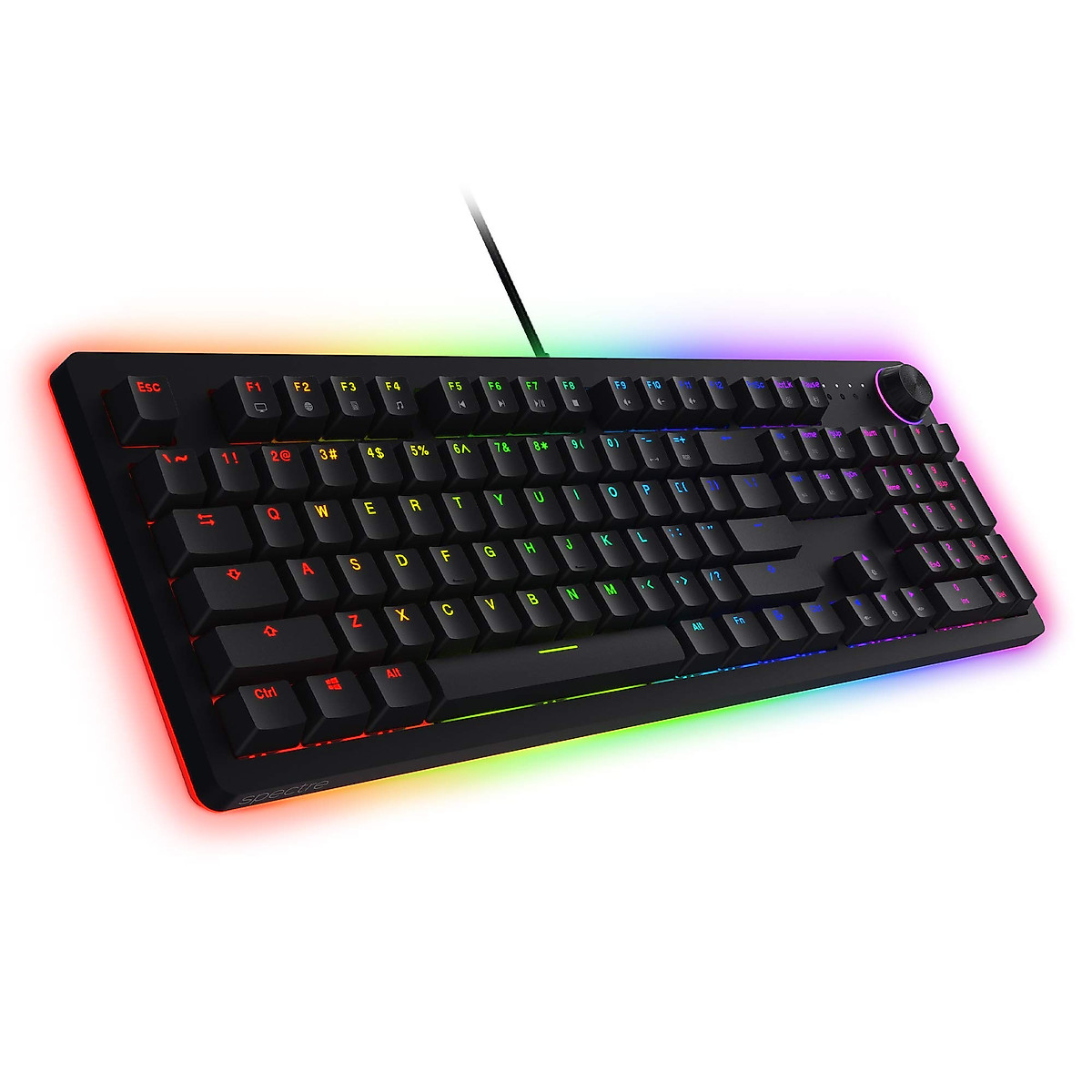 TECWARE Spectre Pro, RGB Mechanical Keyboard with Volume Knob, Full Size 104 Keys (Outemu Red)