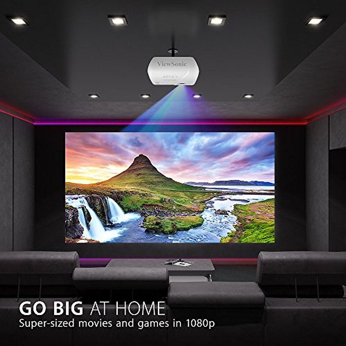 ViewSonic 3200 Lumens Full HD 1080p Shorter Throw Home Theater Projector with 3D DLP and HDMI, Stream Netflix with Dongle (PJD7828HDL)