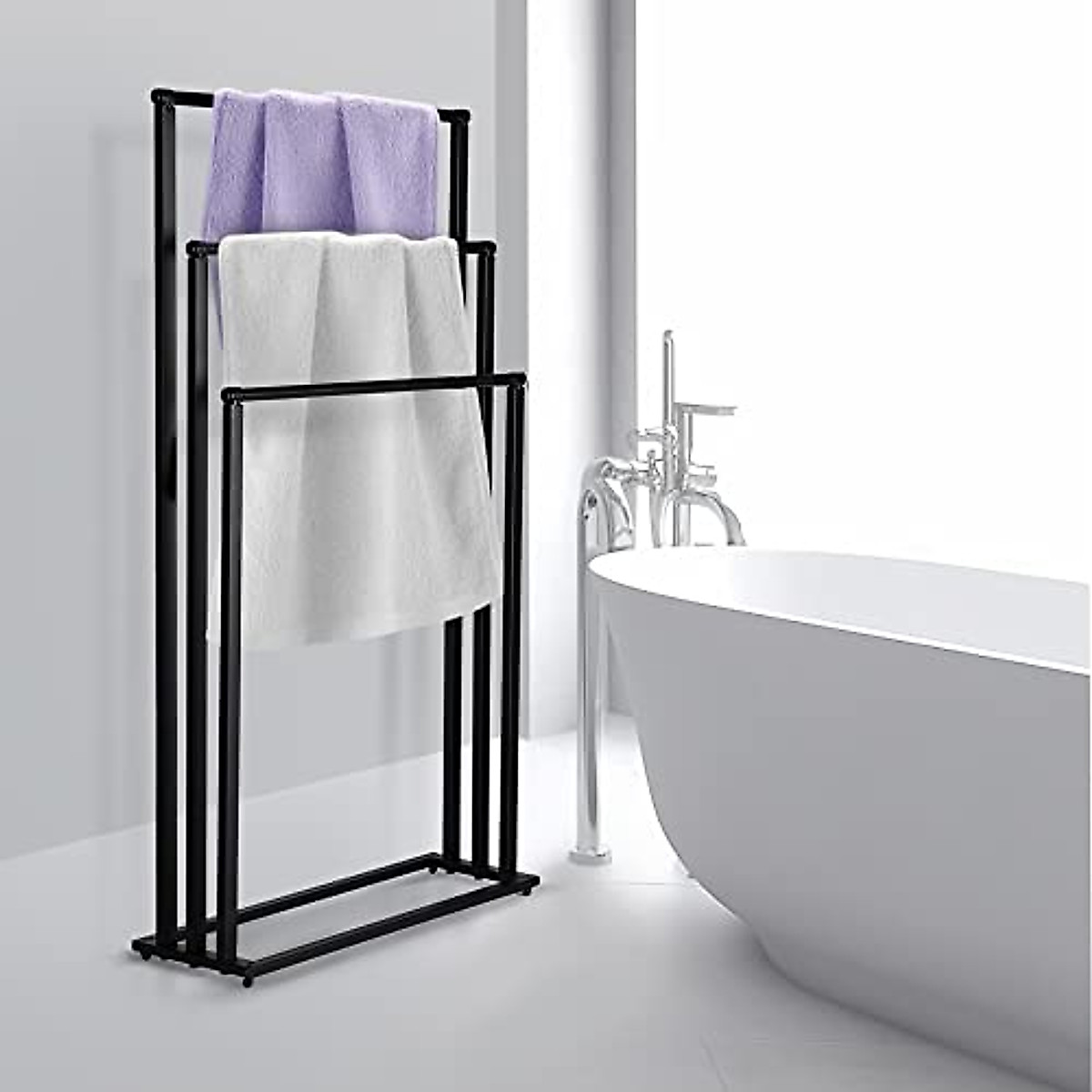 huyear Free Standing Towel Rack for Bathroom Metal Floor Towel Racks for Bathroom Freestanding Towel Stand Suitable for Home Storage Kitchen Pool Accessories 3 Tier