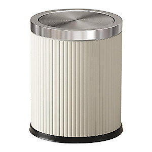 LEASYLIFE Bathroom Trash can with lid,White Trash can,flip top Trash can Bathroom,Garbage cans for Kitchen，Living Room,Bedroom(15L-White-Silver)