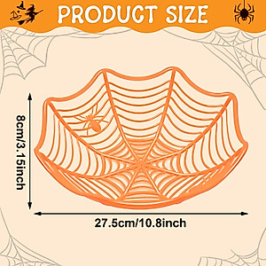 3 Pack Halloween Spider Web Candy Bowls, 11 Inch Plastic Cobweb Design Serving Bowls in Orange, Black, and Purple for Halloween Party Decor, Trick-or-Treating, Food Candy Trays, and Table Centerpieces
