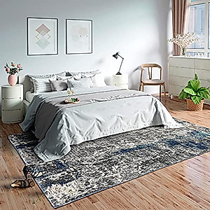 LUXE WEAVERS Euston Collection 7679 Dark Blue-Light Blue 8x10 Modern Abstract Area Rug