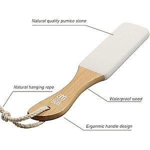 AM 8:00Pumice Stone Foot File, 2 Pack Callus Remover (coarse/fine) for Feet with Wooden Handle, Pedicure Foot Scrubber to Remove Dead Skin, Dry, Rough, Corns Skin Scraper
