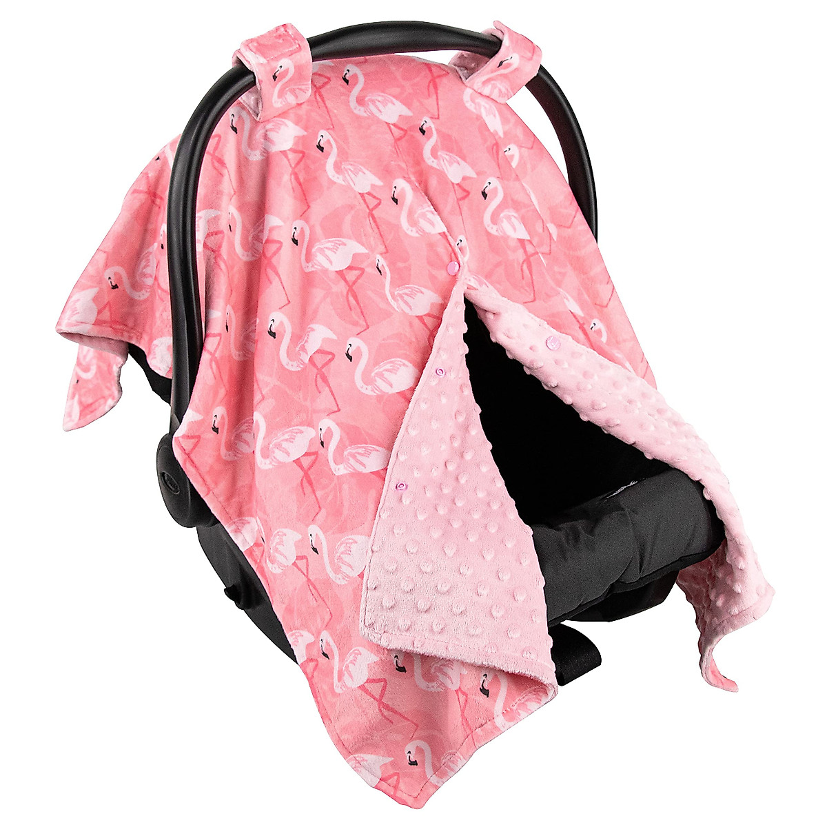 Top Tots Deluxe Minky Baby Car Seat Cover - Flamingo, 40 x 29 Inch Pink