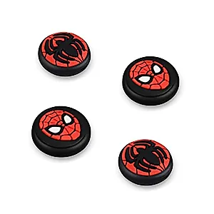 DLseego Spider Thumb Grips Caps for Switch/Switch Lite/Switch OLED Joy Con Cool Movie Comic Hero Console Analog Joystick Protective Cover Cartoon Button Cap 4PCS - Red and Black