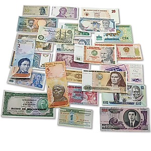 IMPACTO COLECCIONABLES Foreign Currency Collection - 25 Different World Currency Banknotes - Collectible Currency Foreign - Old World Currency Collection - Banknotes Collection (COA Included)