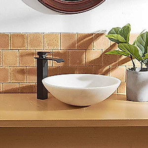 Bathfinesse Matte Black Bathroom Faucet Vessel Sink Bowl Faucet Tall with Pop Up Drain Assembly Single Handle Single Hole Vanity Lavatory Deck Mount Supply Lines Hose Lead-Free