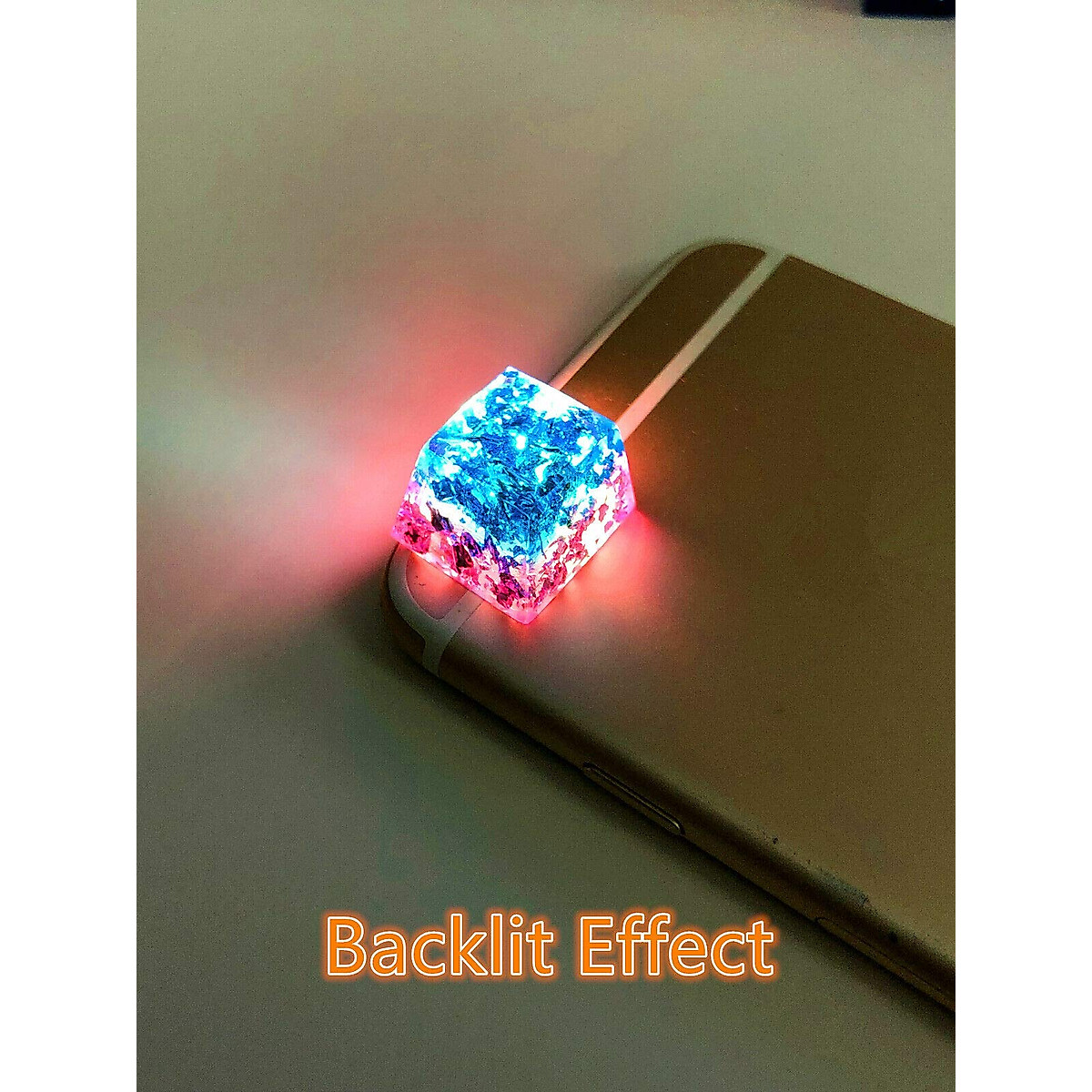 Handmade Resin R4 Keycap Jewelry Blue Pink 2.0 for Cherry MX RGB Gaming Mechanical Keyboard