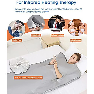 PINJAZE Sauna Blanket Infrared Zipper Oxford Cloth Upgraded Version Professional Detox & Heat Therapy Blanket with Smart Remote (US 110V,71×32 Inches)