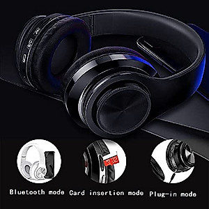 Gzkeji B39 Bluetooth Headset Headset Head-Mounted Wireless Light-Emitting Colorful Breathing Light can be plugged into a Card Folding bass a Variety of Devices and Scene Universal Headphones (White)