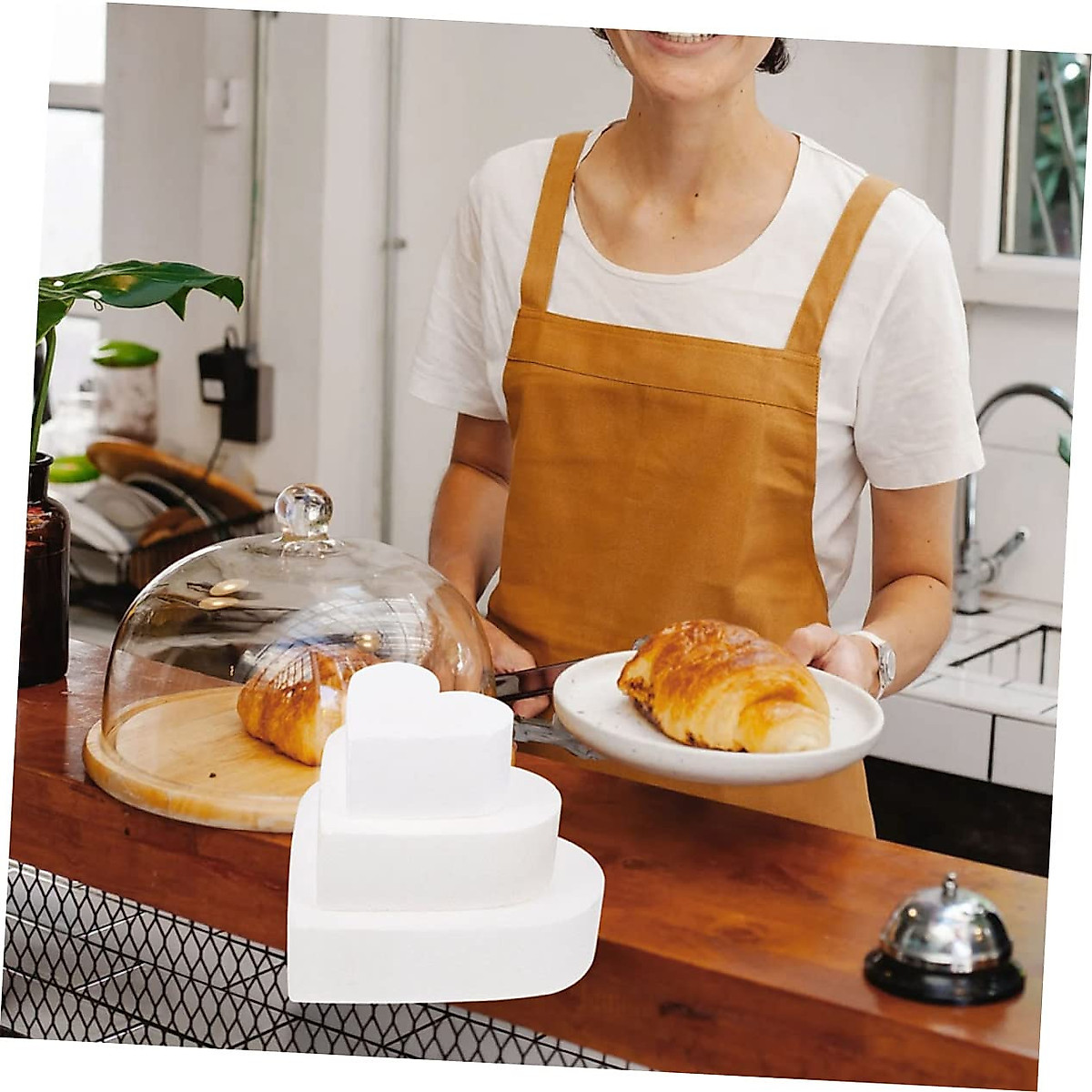 Abaodam 3pcs Bubble Cake Cupcakes Rotating Cake Stand Cake Decorating Cilindros para Fiestas Redondos Blancos Cake Shape Molds Gummy Molds Dummy Accessories to Rotate Wedding White Foam