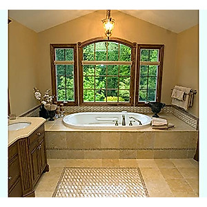 Stone Center Online Crema Marfil Marble 1x2 Basketweave Mosaic Tile w/Emperador Dark Brown Dots Polished Kitchen Bath Wall Floor Backsplash Shower (1 Sheet)