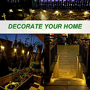 Lioclsx Solar Deck Lights Outdoor, 16 Pack Solar Fence Lights Waterproof Solar Led Lights for Stairs, Step, Garden, Yard, Flower Bed and Patio,Warm White