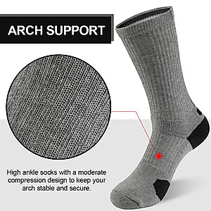 boruizhen Men's Athletic Crew Socks basketball Socks Sport Compression Cushion Socks for Running and Training (6 Pairs)