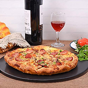 Menesia 12 Inch Black Non-stick Ceramic Pizza Stone Pan, Baking Stones for Ovens & Grill & BBQ, Round Oven Cooking Stone