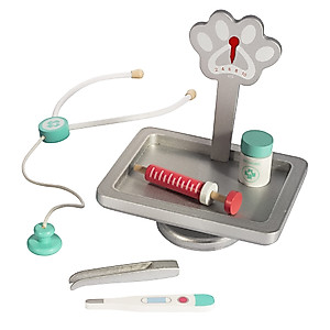 Vet Center Pretend Pet Hospital Playset- Wooden Animal Interactive Medical Checkup Set with Toy Cat, X-Ray Cards Stethoscope & Veterinarian Medical Accessories, Fun Doctor Role Play Gift for Kids